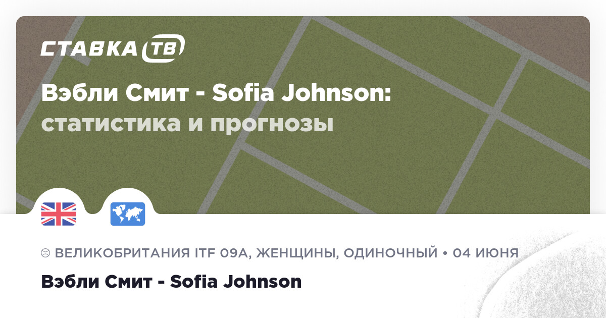 Вэбли Смит - Sofia Johnson 4 июня 2023: счёт и результат матча