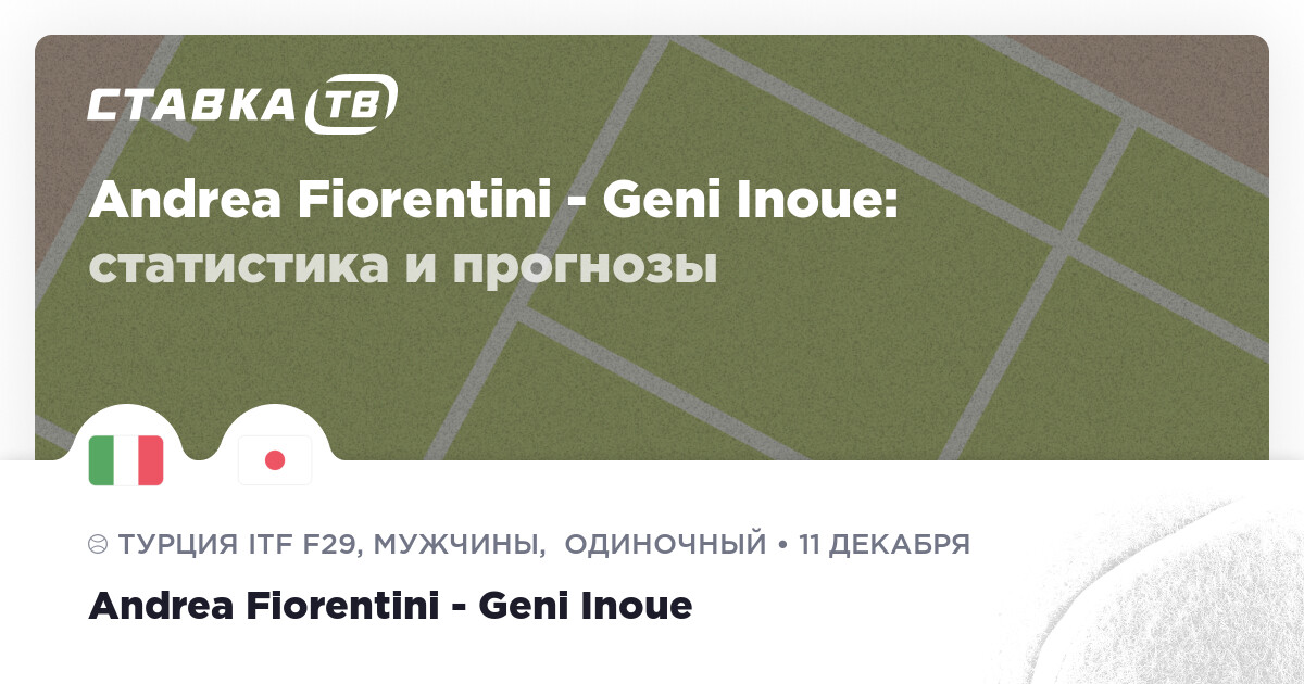 Andrea Fiorentini - Geni Inoue: прогнозы 11 декабря 2022 | СТАВКА TV