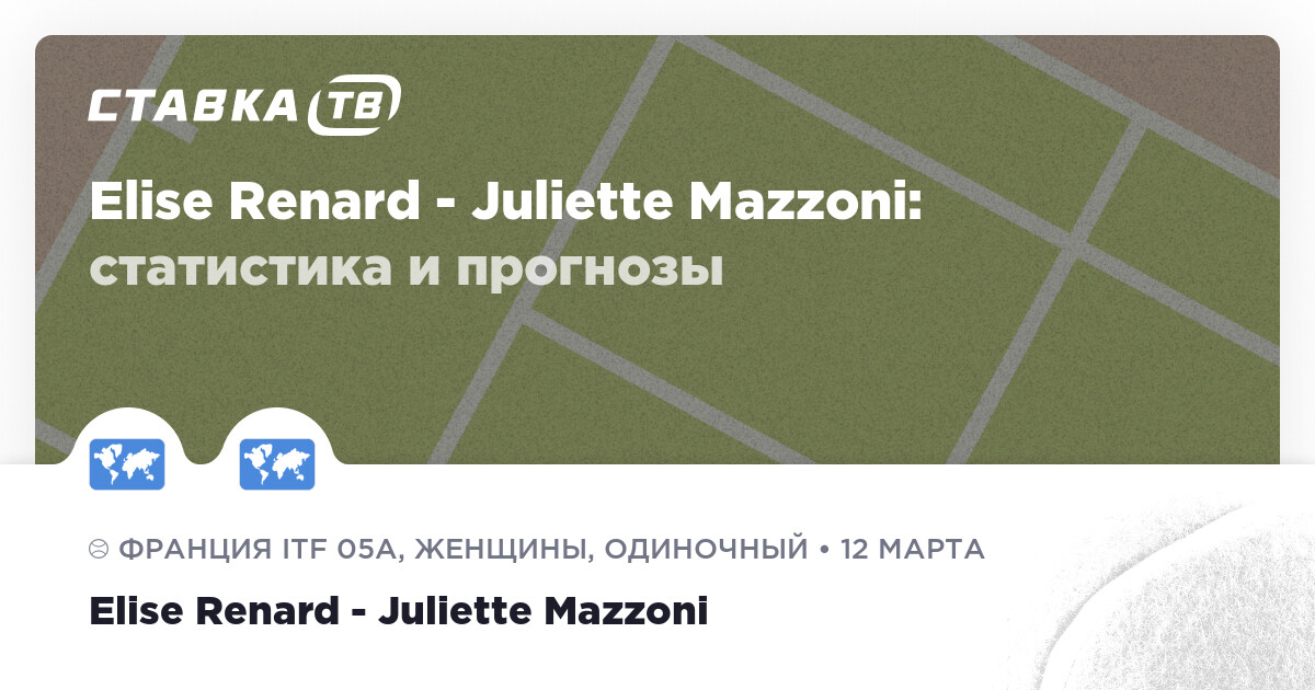 Результат Elise Renard - Juliette Mazzoni 12 марта 2023: счёт и ...