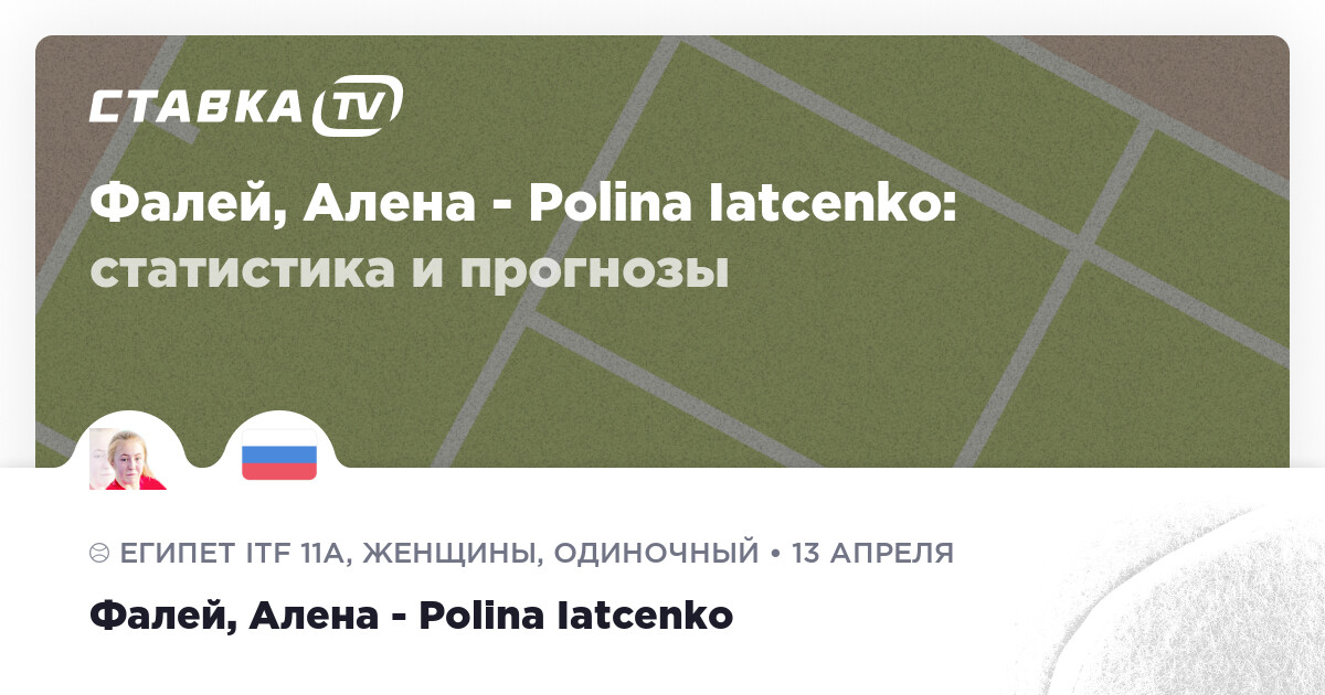 Результат Фалей, Алена - Polina Iatcenko 13 апреля 2023: счёт и ...