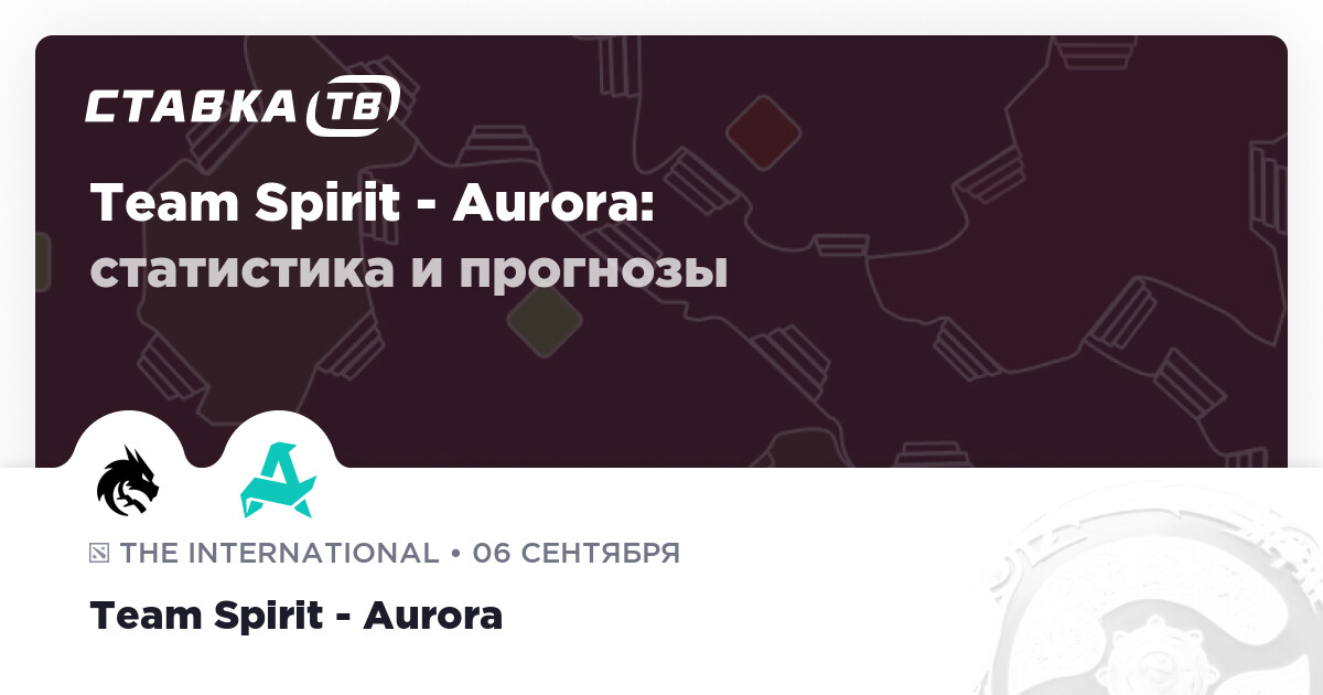 Team Spirit — Aurora прогноз (кэф 1.40) и ставка 6 сентября 2025 ...