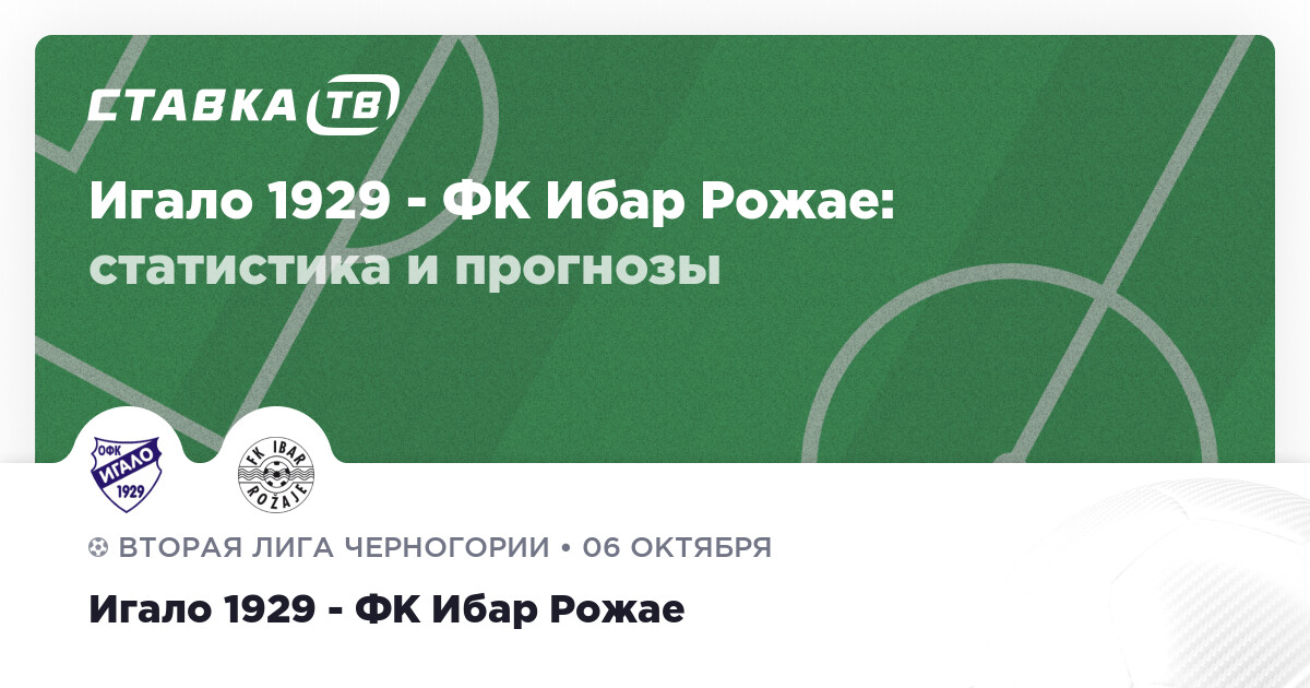 Игало 1929 - ФК Ибар Рожае: прогнозы 6 октября 2024 | СТАВКА TV
