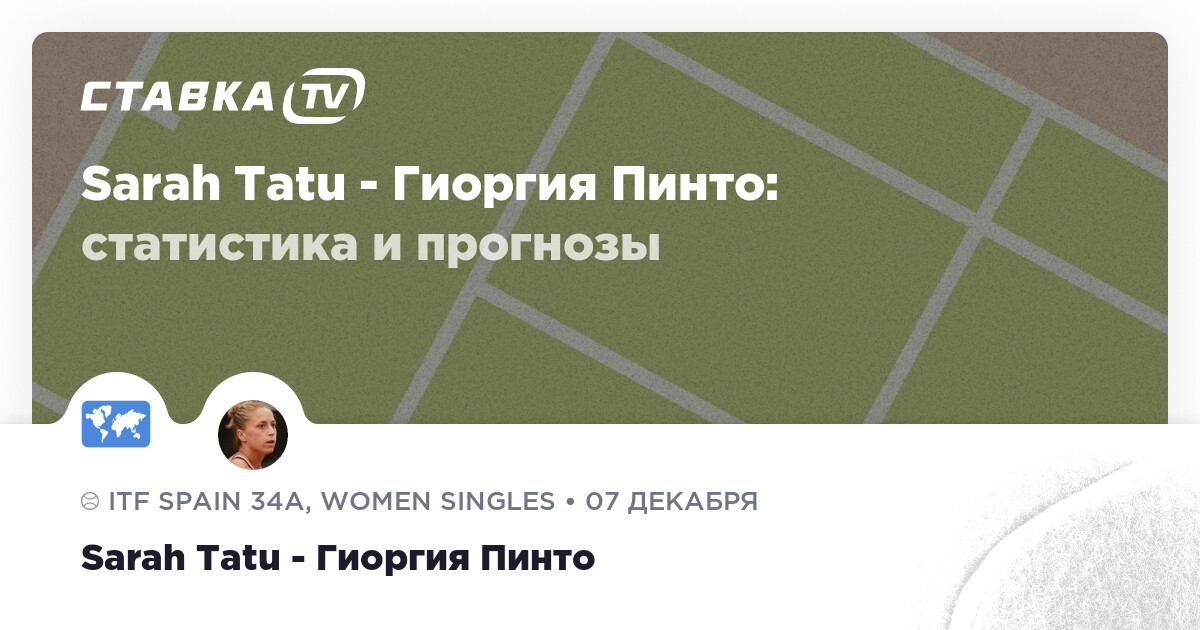 Sarah Tatu - Гиоргия Пинто: прогнозы 7 декабря 2022 | СТАВКА TV