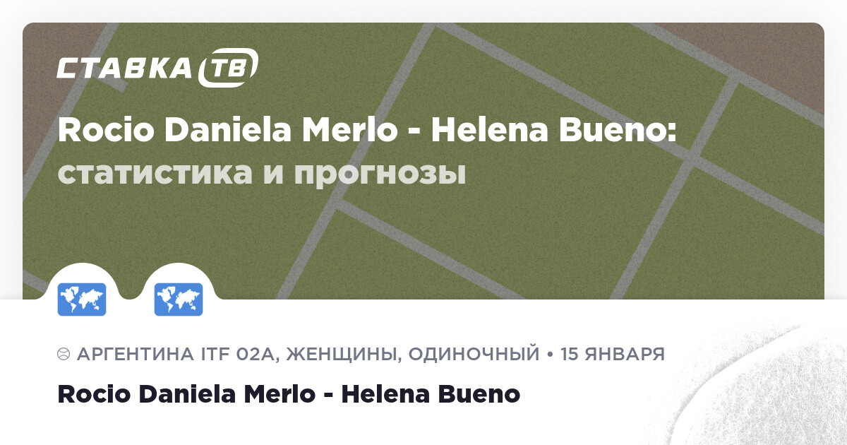Rocio Daniela Merlo - Helena Bueno: прогнозы 15 января 2023 | СТАВКА TV