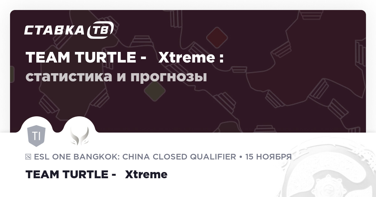 TEAM TURTLE — Xtreme : прогнозы 15 ноября 2024 | СТАВКА ТВ