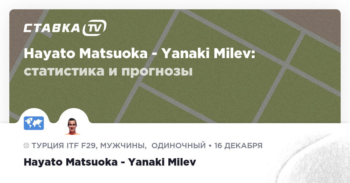Hayato Matsuoka — Yanaki Milev: прогнозы 16 декабря 2022 | СТАВКА ТВ