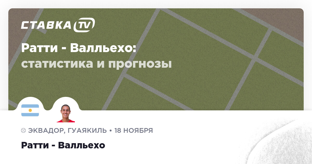 Ратти — Валльехо: прогнозы 18 ноября 2025 | СТАВКА ТВ