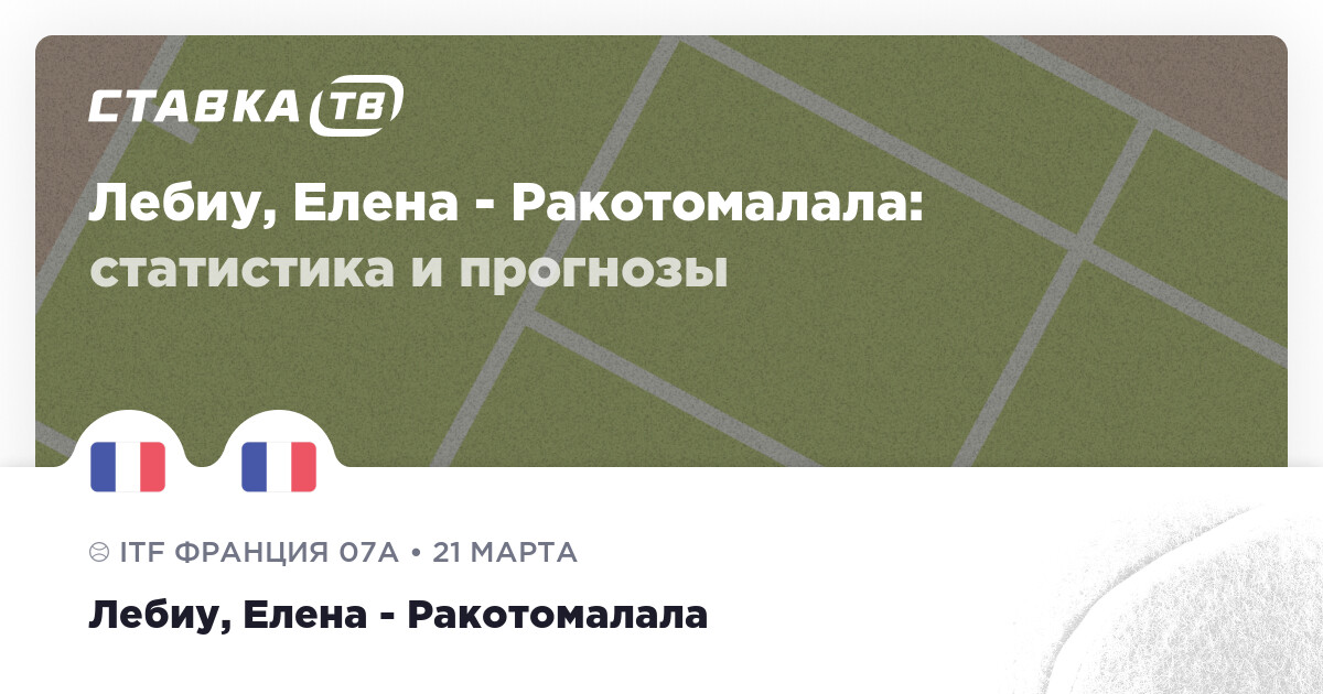 Лебиу, Елена - Ракотомалала: прогнозы 21 марта 2024 | СТАВКА TV