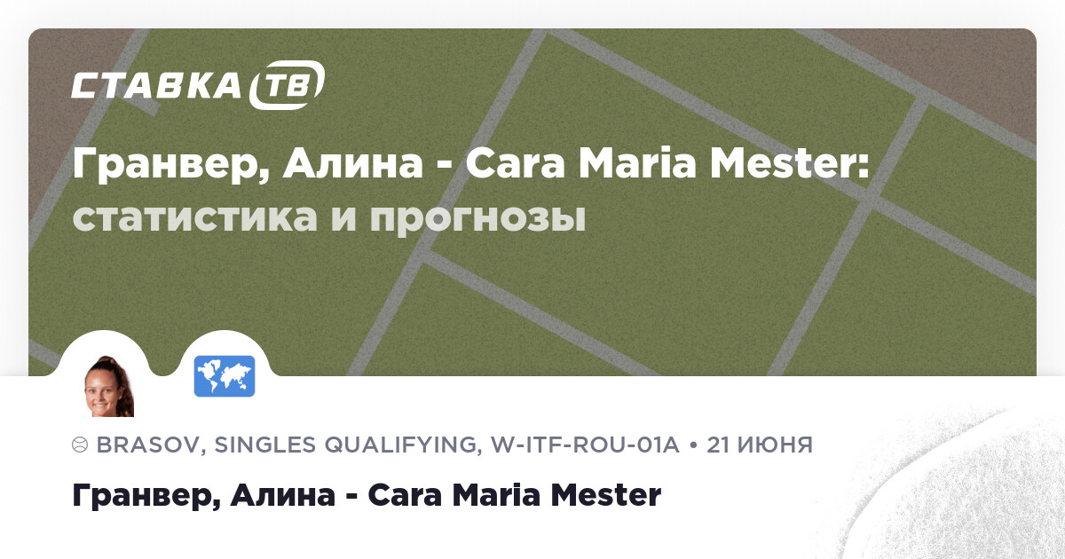 Гранвер, Алина - Cara Maria Mester 21 июня 2023: счёт и результат матча