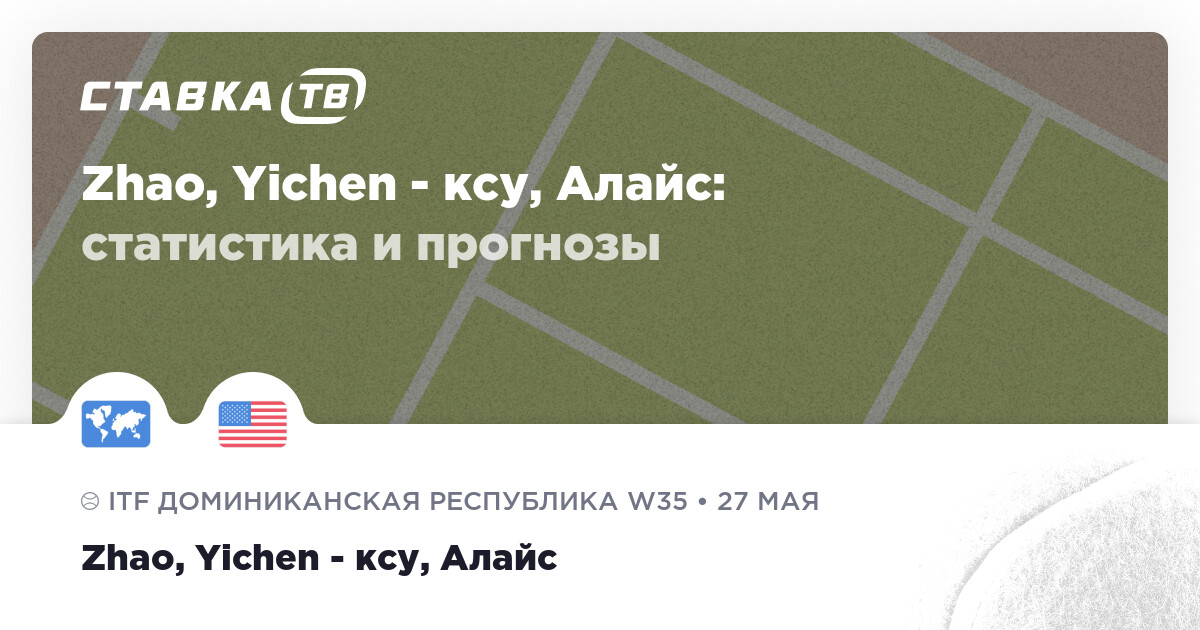 Zhao, Yichen — ксу, Алайс: прогнозы 27 мая 2025 | СТАВКА ТВ