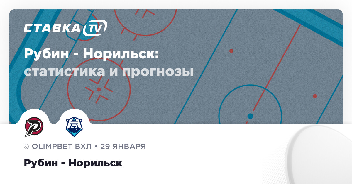 Рубин — Норильск: прогнозы 29 января 2024 | СТАВКА ТВ