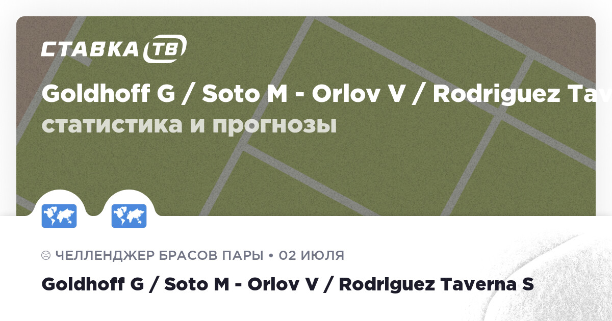 Goldhoff G / Soto M - Orlov V / Rodriguez Taverna S: прогнозы 2 июля ...