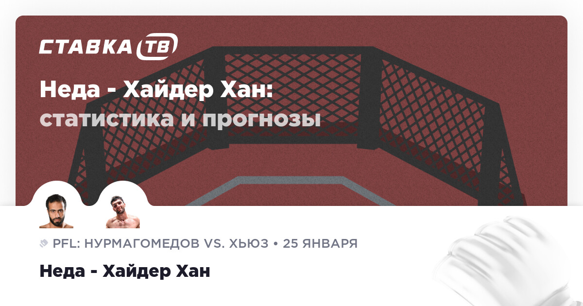 Неда — Хайдер Хан: прогнозы 25 января 2025 | СТАВКА ТВ